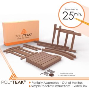 PolyTEAK Porch Rockers Collection Poly Lumber Wood Alternative All Weather Modern Outdoor Rocking Chair for Patios, Porches, and Fire Pits, Brown