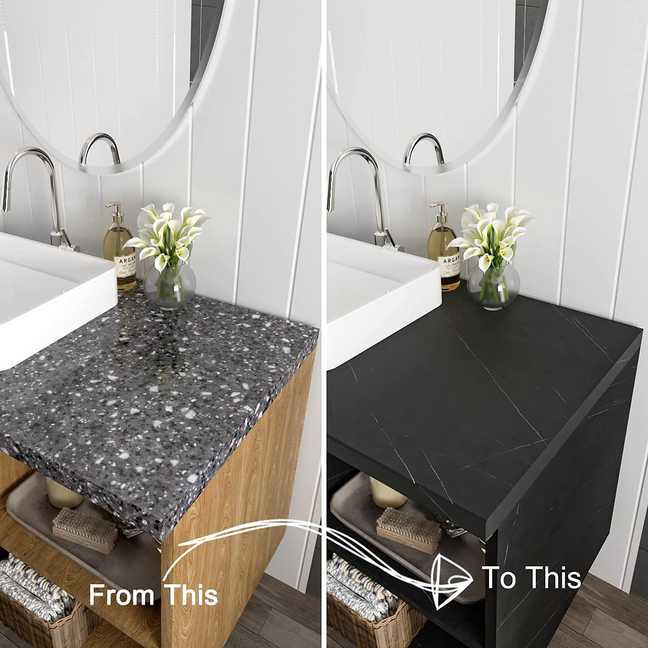 Decotalk 30"x120" Black Marble Contact Paper for Countertops Waterproof Marble Peel and Stick Wallpaper for Kitchen Counter Black Contact Paper for Bathroom Wallpaper Self Adhesive Matte Vinyl Sticker