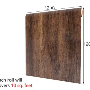 Decotalk Contact Paper Wood Grain Peel and Stick Vintage Wallpaper Self Adhesive Removable Waterproof Wallpaper for Countertops, Drawer Liner Cabinets Walls Desk 12x120inch, Brown