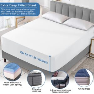 Bedecor Extra Deep Pocket Full Fitted Sheet Only for 18 to 21 Inch Super Thick Mattress That Stay Tight,All Around Elastic Bottom,Doesn't Pop Off