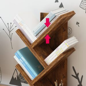 Lydia88 Tree Bookshelf，4-Layer Floor Standing Bookshelf，The Desktop Bookshelf Can Hold Books，Magazines, CDs and Photo Albums，Desktop Organizer，Office Storage Rack Real Wooden Bookshelf