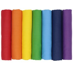 aufodara 7 pieces 17.7" x 19.5" (45cm x 50cm) solid colors cotton craft fabric bundle precut rainbow patchwork for diy sewing quilting crafting artcraft (rainbow)