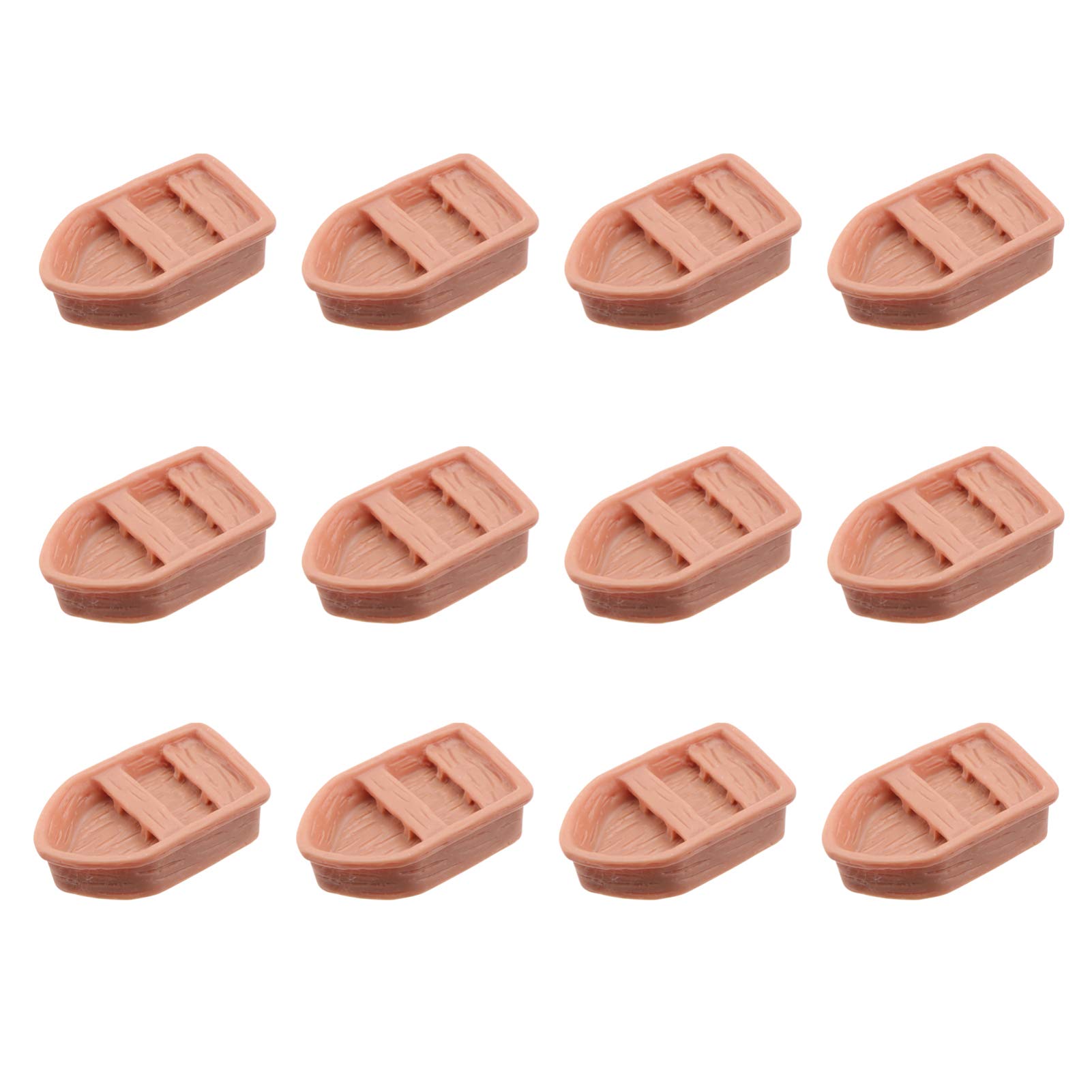 12pcs Miniature Boat Resin Crafted Row Boat Model Rustic Sailing Boat Fairy Garden Supplies for DIY Craft Projects Kids Bonsai Random Color