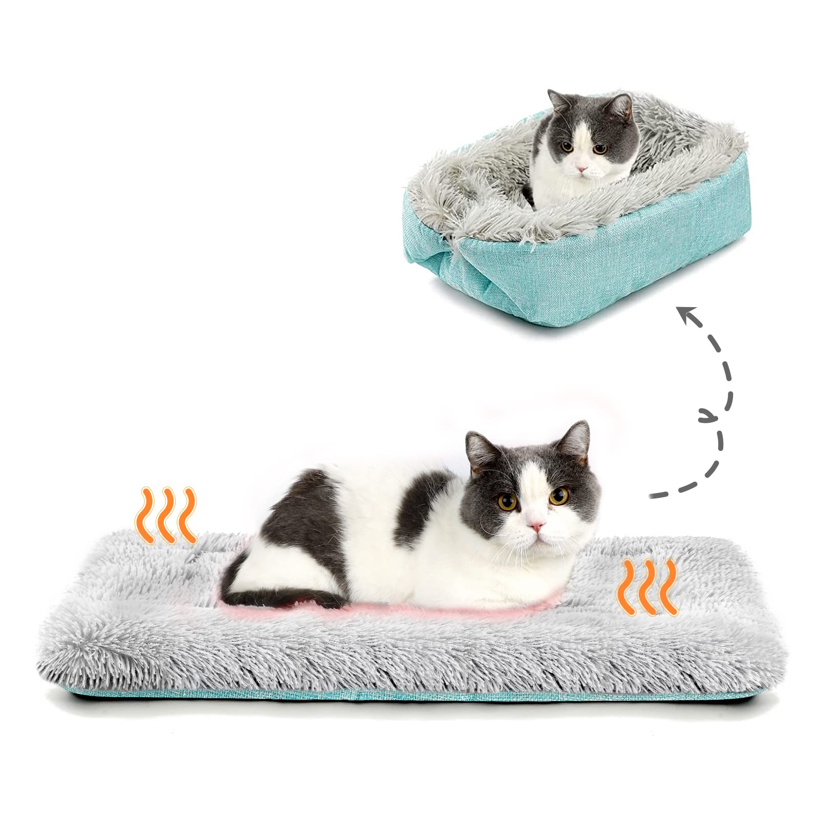 HDLKRR Cat Bed Small Dog Bed, Self Warming Cat Beds Self Heating Cat Dog Mat, Extra Warm Thermal Pet Pad for Indoor Outdoor Pets, Calming Dog Crate Bed Pet Cushion, 23.6x19.7inch