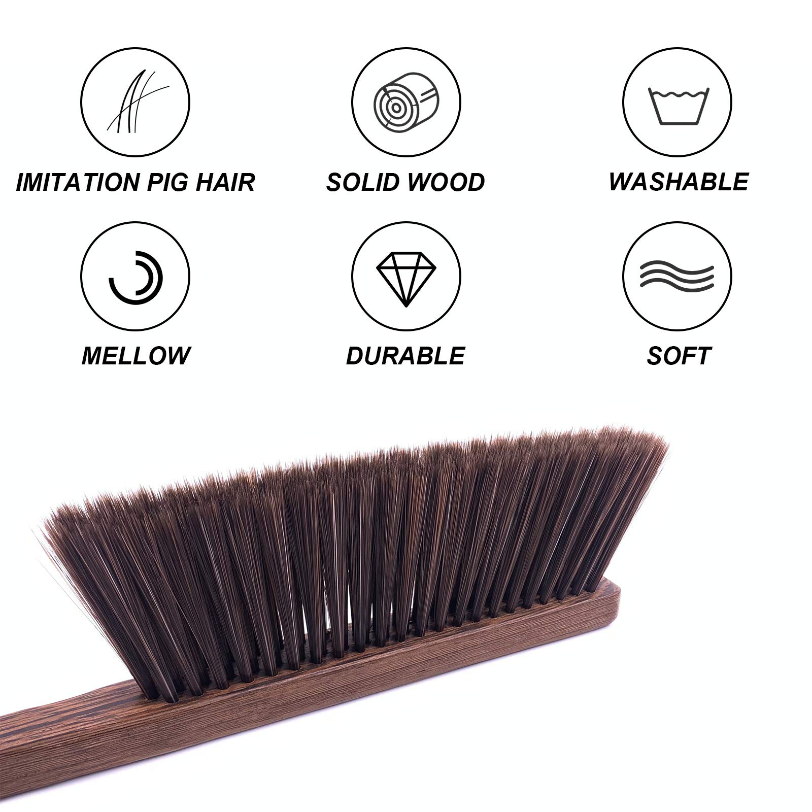 Hand Broom Cleaning Brushes-Soft Bristles Dusting Brush for Cleaning Car/Bed/Couch/Draft/Garden/Furniture/Clothes,Wooden Handle