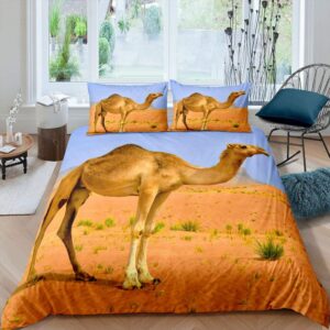 homewish camel comforter cover set camel in the desert pattern printed duvet cover animal theme bedding set 3pcs for kids boys microfiber bedspread cover with 2 pillow cases(no comforter) full size