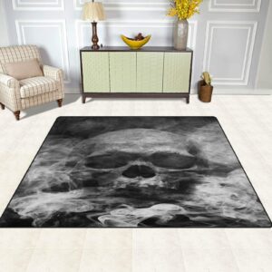 ALALAL Smoke Sugar Skull Area Rug, Rug for Living Room Soft Durable Rugs Carpet for Bedroom 5'x7' Grey/Black 80 X 58 in