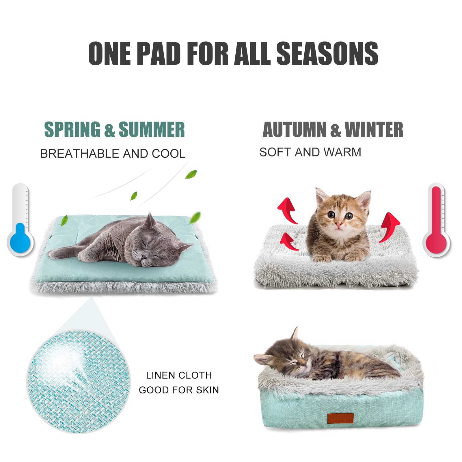 HDLKRR Cat Bed Small Dog Bed, Self Warming Cat Beds Self Heating Cat Dog Mat, Extra Warm Thermal Pet Pad for Indoor Outdoor Pets, Calming Dog Crate Bed Pet Cushion, 23.6x19.7inch