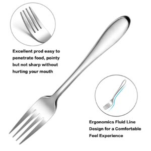 E-far 12-Piece Salad Forks, 6.7 Inches Stainless Steel Fork Set for Home Kitchen Restaurant, Mirror Finish, Dishwasher Safe