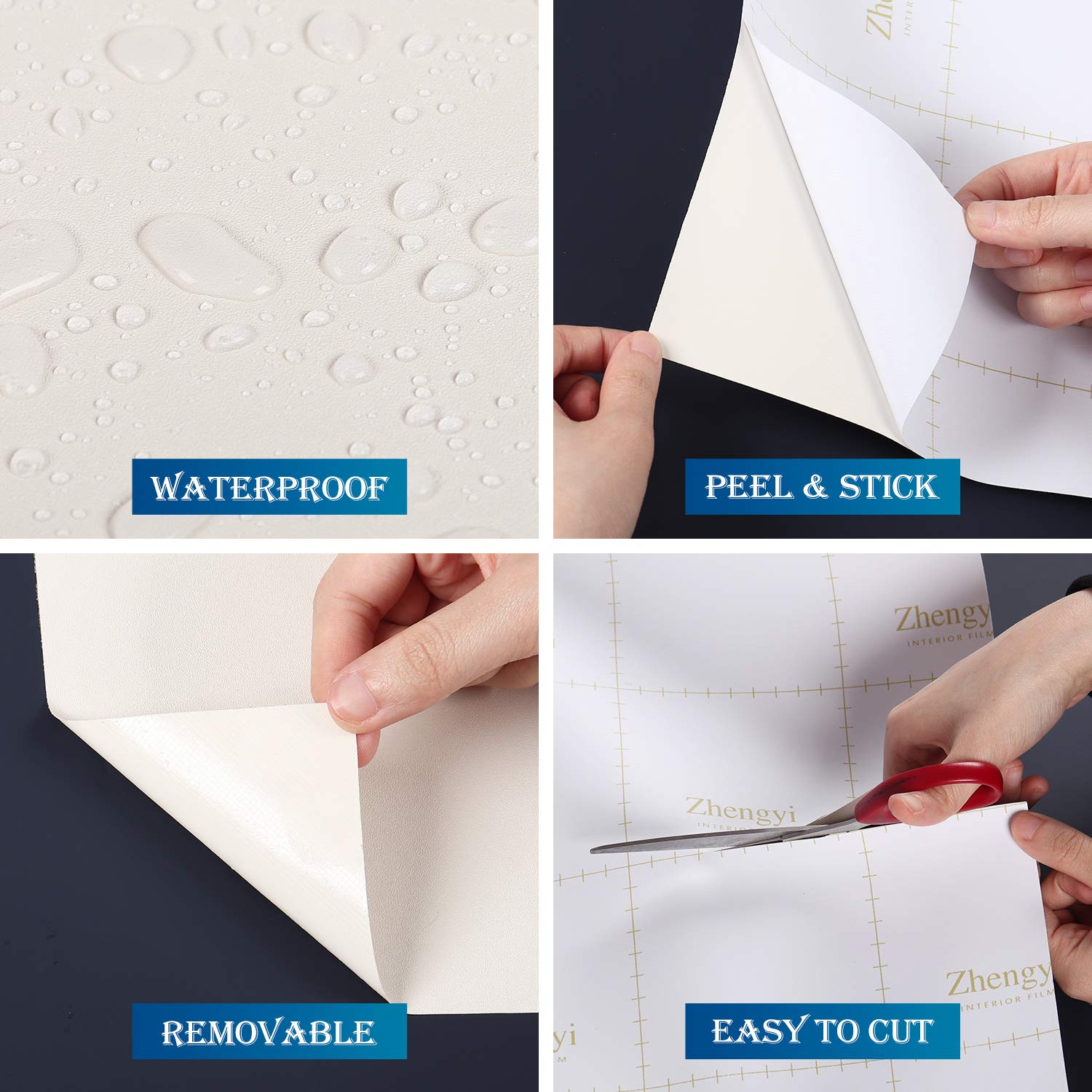 FunStick Solid Cream White Wallpaper Peel and Stick Matte White Contact Paper for Cabinets Self Adhesive Removable Wall Paper Roll Thick Waterproof Vinyl Wallpaper for Drawers Dresser Desk 12" x 200"