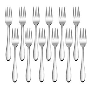 e-far 12-piece salad forks, 6.7 inches stainless steel fork set for home kitchen restaurant, mirror finish, dishwasher safe