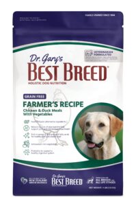 best breed dr. gary's grain free farmer's recipe slow-cooked in usa, natural dry dog food for all breeds and sizes, 4lbs.