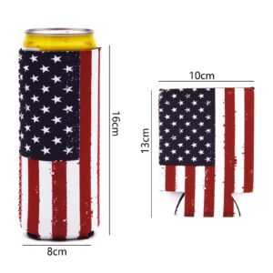 XINRUI Can Coolers Sleeves,6 Pack USA Flag Reusable Beer Bottle Cup Insulator 12 oz Neoprene Hot and Cold Drinks Soda Cover for Events or Weddings Bachelorette Parties Funny Party Supplies(Flag)