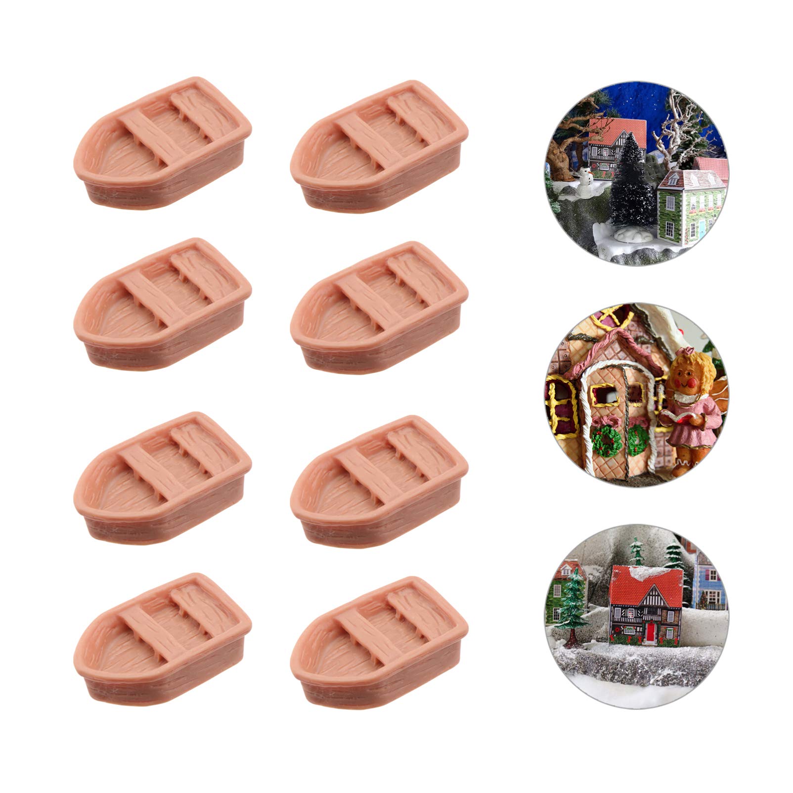 12pcs Miniature Boat Resin Crafted Row Boat Model Rustic Sailing Boat Fairy Garden Supplies for DIY Craft Projects Kids Bonsai Random Color