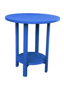 phat tommy round bar height patio table - outdoor bar table - balcony height patio furniture for your deck - poly outdoor furniture, blue