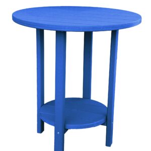 Phat Tommy Round Bar Height Patio Table - Outdoor Bar Table - Balcony Height Patio Furniture for Your Deck - Poly Outdoor Furniture, Blue