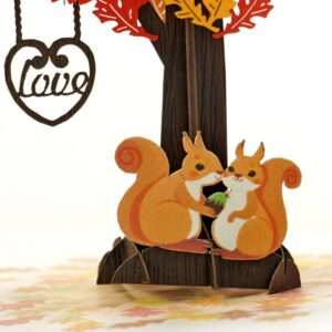 CUTPOPUP Anniversary Card Pop Up, Valentines Day Card, 3D Greeting Loved Card (Squirrel Couple Heart Tree)