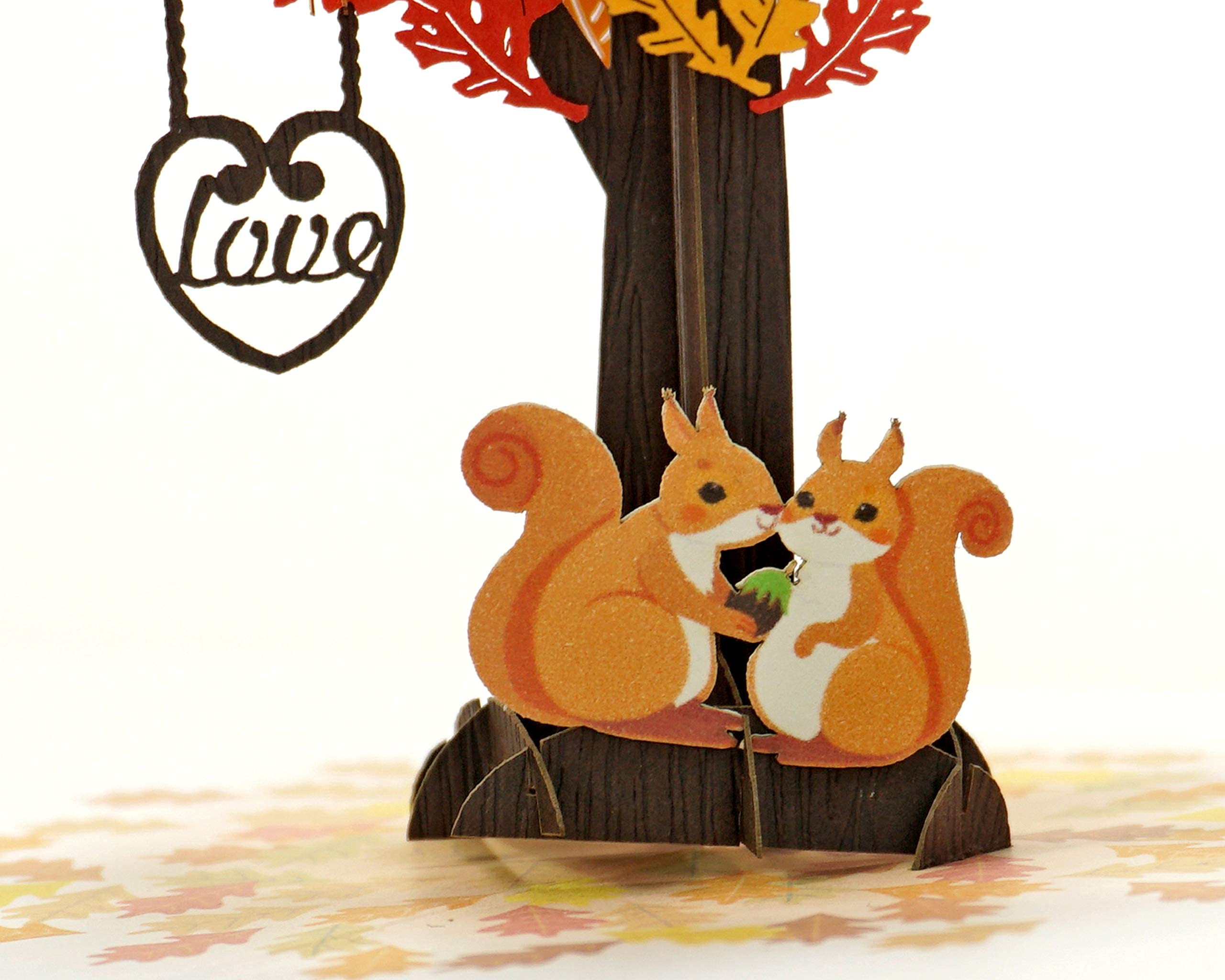 CUTPOPUP Anniversary Card Pop Up, Valentines Day Card, 3D Greeting Loved Card (Squirrel Couple Heart Tree)