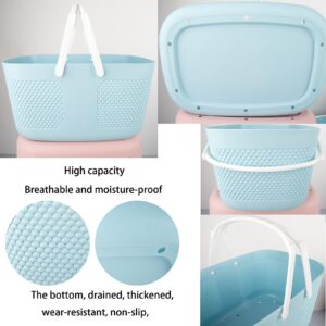 Shower Caddy Basket, Portable Large Capacity Thickened Plastic Organizer Storage Tote with Handles Drainage Toiletry Bag Bin for Bathroom, College Dorm Room Essentials, Kitchen, Camp, Gym, Blue