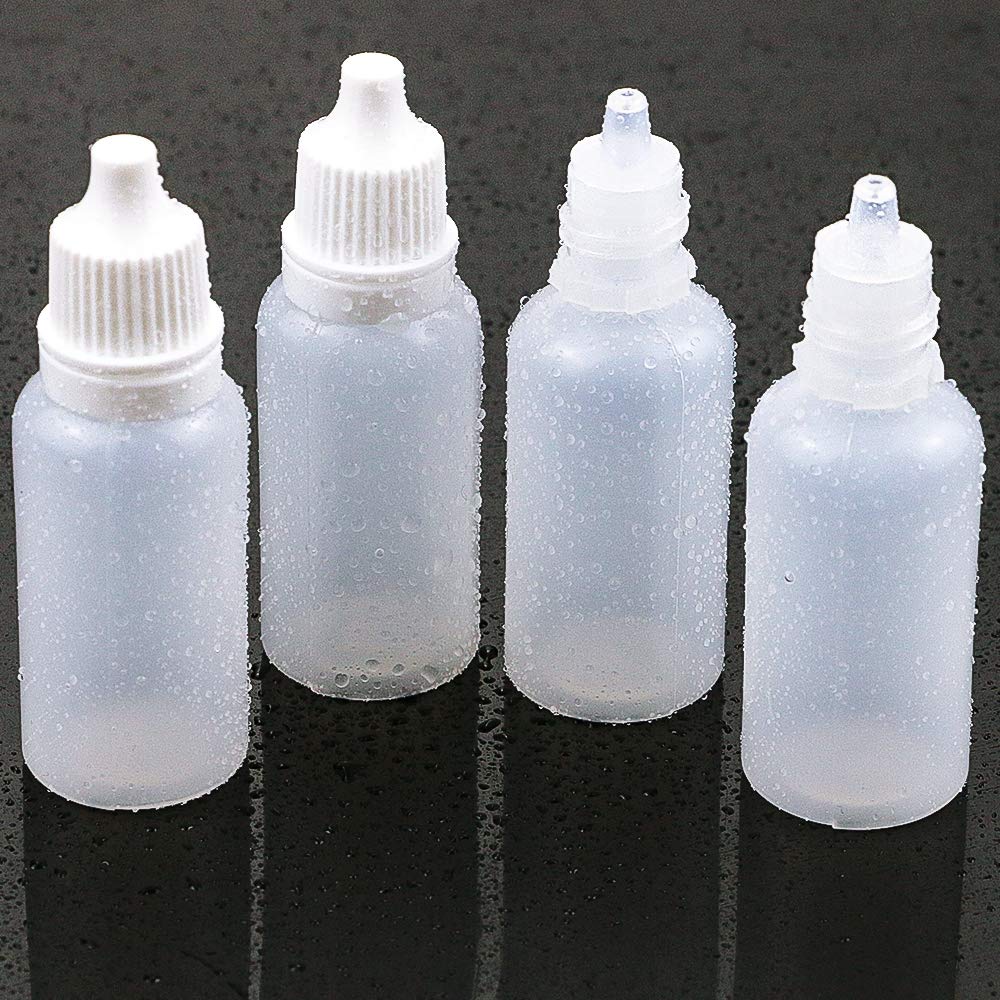 WYKOO 90 PCS 15ml 0.5oz Empty Plastic Squeezable Dropper Bottles with Caps, Portable Reusable Eye Liquid Dropper Bottles