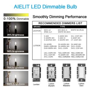 AIELIT T8/T6/T25 E12 LED Light Bulbs 40-Watt Equivalent, Natural White 4000K, Clear Glass, Tubular 4W Dimmable LED Filament Bulb for Home, Restaurant, 4-Pack