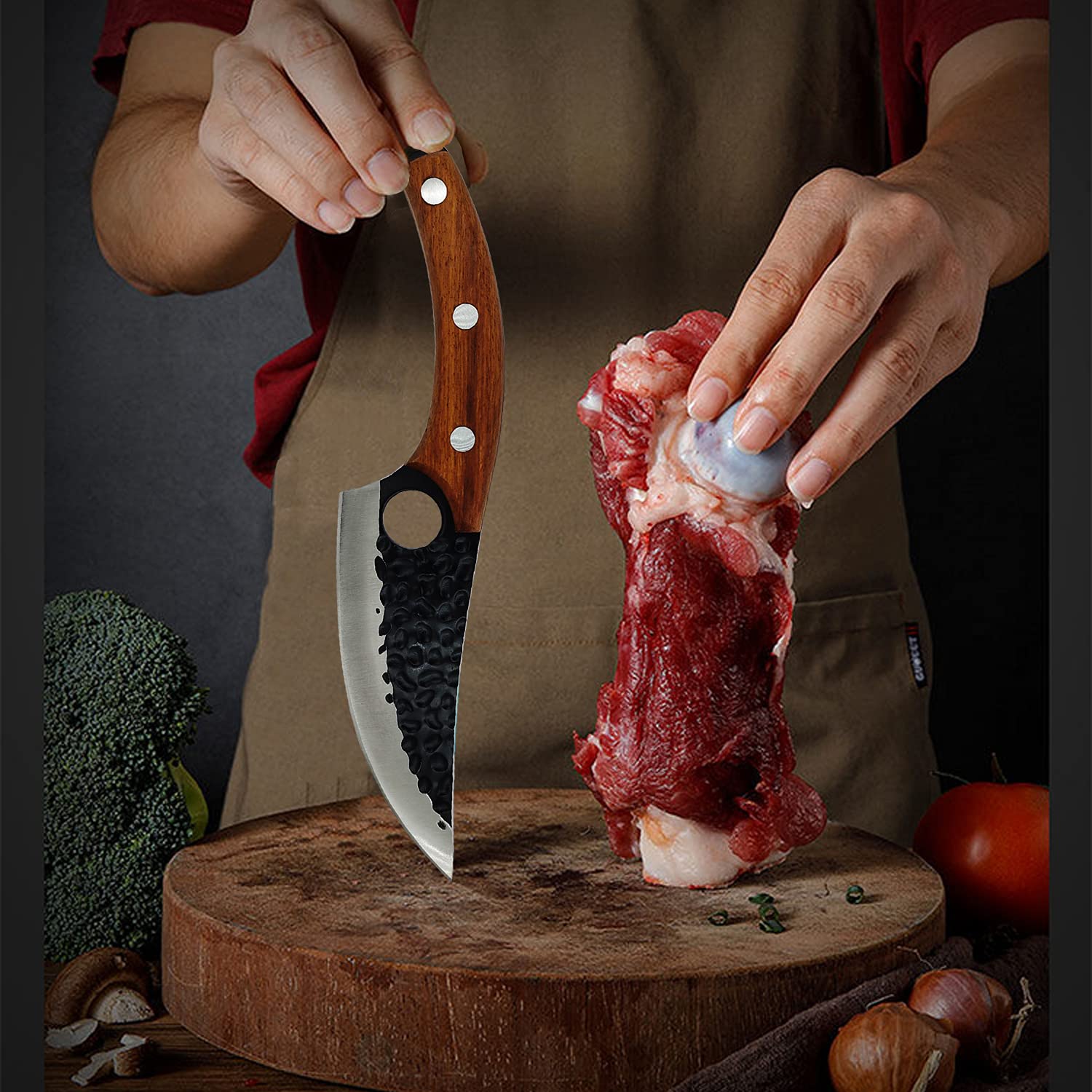 LifHap Butcher Knife,Steak Boning knifes for meat with Sheath and Fillet Meat Cleaver Knives turkey carving knife Chef Knife Brisket Knife for Home, Camping, BBQ, butchering knives for Man