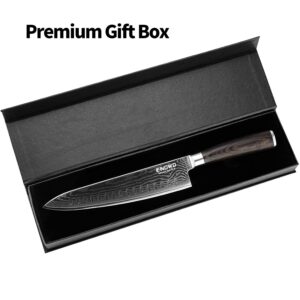 enowo Damascus Chef Knife 8 Inch with Clad Dimple,Razor Sharp Kitchen Carving Sushi Knife Made of Japanese VG-10 Stainless Steel,Gift Box,Ergonomic, Superb Edge Retention