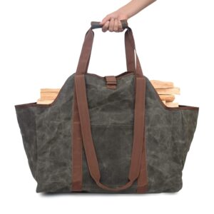 waterproof wood carrier storage bag durable firewood large tote bag for garden backyard pit outdoor