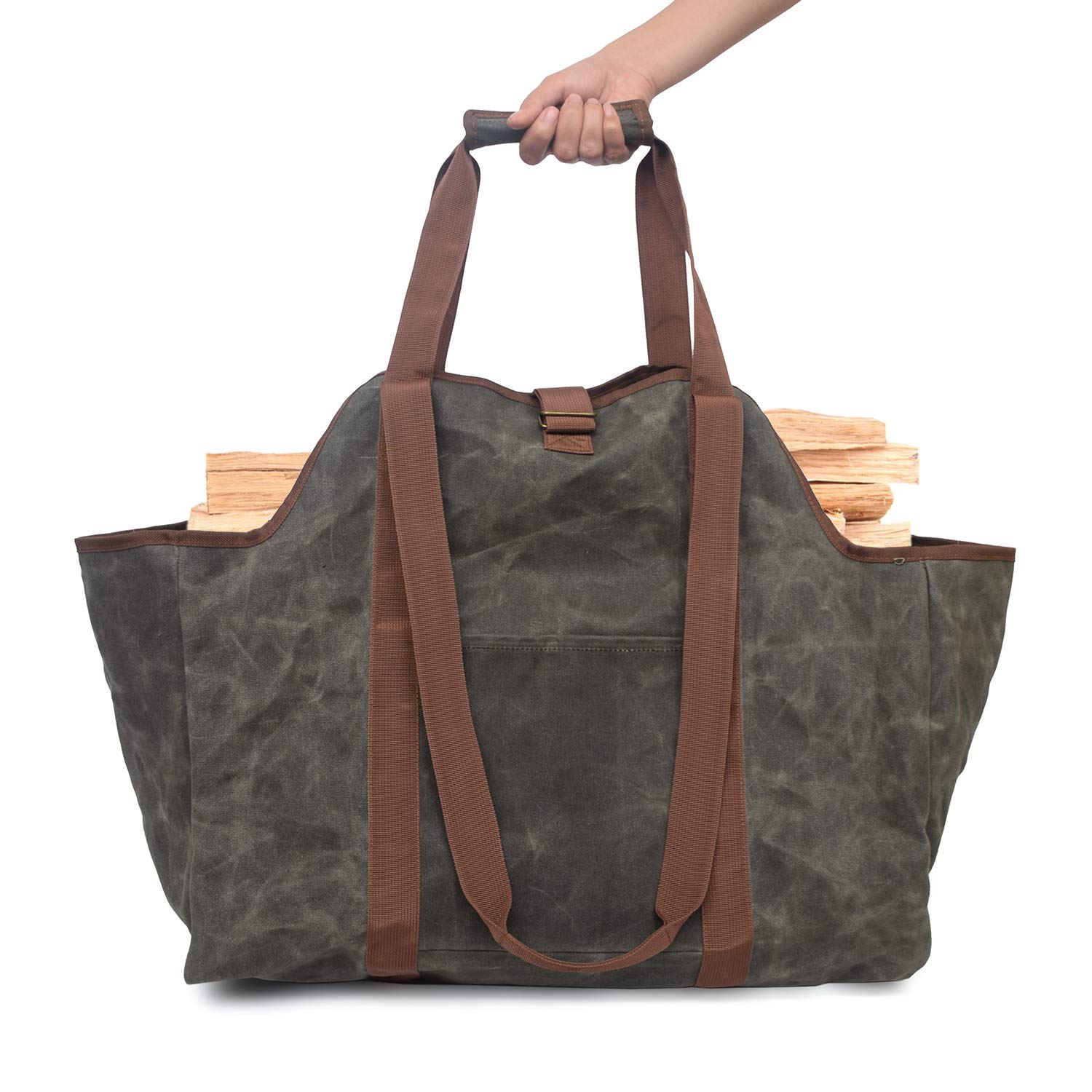 Waterproof Wood Carrier Storage Bag Durable Firewood Large Tote Bag for Garden Backyard Pit Outdoor