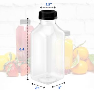 16 oz Plastic Bottles With Lids | Clear Water Bottles | BPA Free Reusable Bottles With Lids | Empty Bottles For Juice | Plastic Clear Empty Plastic Bottles With Caps for Smoothie Pack of 20