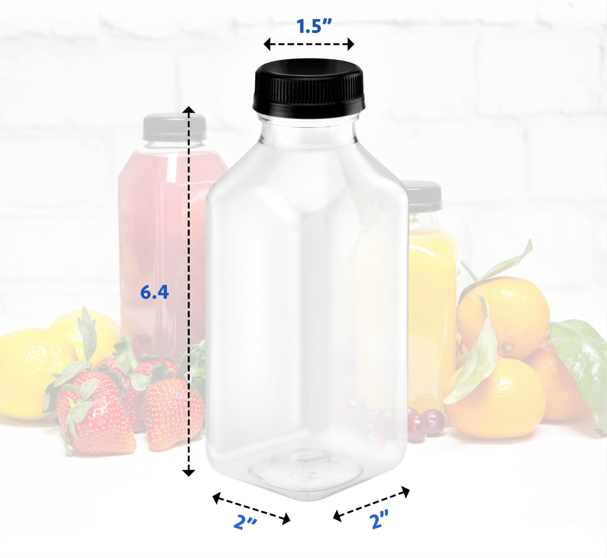 16 oz Plastic Bottles With Lids | Clear Water Bottles | BPA Free Reusable Bottles With Lids | Empty Bottles For Juice | Plastic Clear Empty Plastic Bottles With Caps for Smoothie Pack of 20