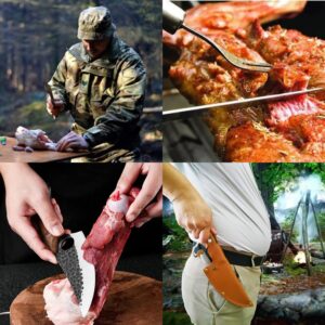 LifHap Butcher Knife,Steak Boning knifes for meat with Sheath and Fillet Meat Cleaver Knives turkey carving knife Chef Knife Brisket Knife for Home, Camping, BBQ, butchering knives for Man