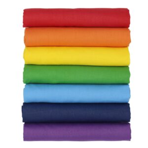 aufodara 7 Pieces 17.7" x 19.5" (45cm x 50cm) Solid Colors Cotton Craft Fabric Bundle Precut Rainbow Patchwork for DIY Sewing Quilting Crafting Artcraft (Rainbow)