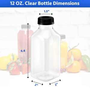 12 oz Plastic Bottles With Lids | Clear Water Bottles | BPA Free Reusable Bottles With Lids | Empty Bottles For Juice | Plastic Clear Empty Plastic Bottles With Caps for Smoothie Pack of 20