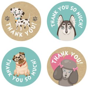 gooji dogs thank you stickers – 500pcs roll dogs thank you stamp – 1.5 inch thank you stickers for packaging – 4 designs – ideal for birthdays, party, small business, boutiques