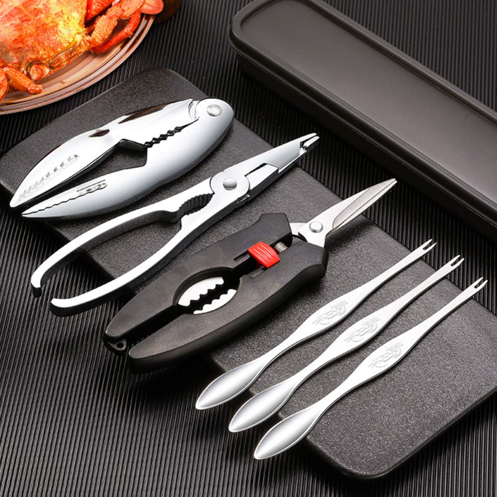 KESYOO Seafood Tools Nut Plier 6pcs Seafood Crab Crackers and Tools Crab Leg Crackers and Picks Set Picks Shellfish Seafood Utensils Crackers Lobster Pick Metal Forks