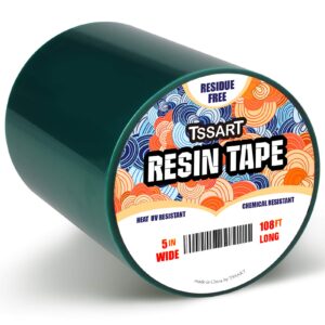 tssart resin tape for epoxy resin molding - thermal silicone adhesive tape, oxidation and high temperature resistance easy peeling, epoxy release tape for river tables - 5 inch wide 108ft long