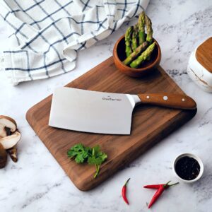 GRANDTIES Meat Cleaver – 6.5” Heavy Duty Butcher Vegetable Bone Knives, Full Tang Sharp High Carbon German Stainless Steel Chopper, Ergonomic Wooden Handle with Gift Box – Bosco Series