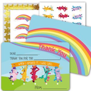 gooji funny unicorn thank you cards – 25pcs double sided 4.25x6 unicorn thank you cards with 25 envelopes – magical cards for baby shower, birthday party and girls birthday party supplies