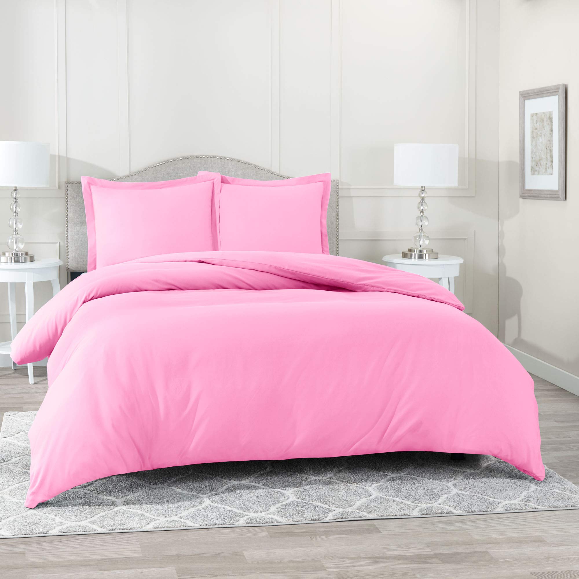 Light Pink Queen Duvet Cover Set Queen Size With Zipper Closure, 100% Cotton 800 Thread Count Comforter Cover Set (1 Zipper Closure Duvet Cover & 2 Pillowcases) 88X88 inches - Duvet Set