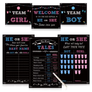 baby gender reveal party supplies kit,photo props games decorations,boy or girl,includes 3 game posters (11x17),3 signs (8x10),1 erasable marker,48 blue and pink voting stickers