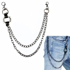 arzasgo halloween punk chains for pants, heavy duty multi-layer belt chains hip hop trousers jeans chain with lobster clasps for wallet keys