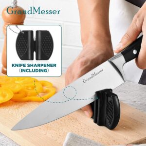 GrandMesser Chef Knife, 8 Inch Professional Kitchen Knife, High Carbon Steel Ultra Sharp Chef's Knife, with Ergonomic ABS Handle Triple-riveted and Gift Box.