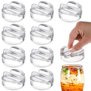 topzea 9 pack fermentation glass weights with easy grip handle for wide mouth mason jar canning pickling jars, glass fermentation weights fermenting kit for sauerkraut, kimchi and more