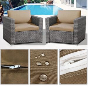 FLYMEI Patio Cushion Covers 24x22x4 Waterproof Outdoor Cushion Cover Replacement 4Packs Outdoor Seat Cushion Slipcover for Outdoor Rattan Chair Sofa, Taupe