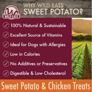 Wild Eats Sweet Potato & Chicken Treats for Dogs–12 oz. (Low Calorie, Low Fat Alternative to Traditional Dog Biscuits, Dog Cookies, and Dog Bones) Healthy Dog Treats Perfect Training Treats for Dogs