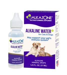 alkazone alkaline water drops for cats and dogs | provide essential minerals | support optimal health | tasteless & flavorless | 1 pack yields 20 gallons | serving size 3 drops