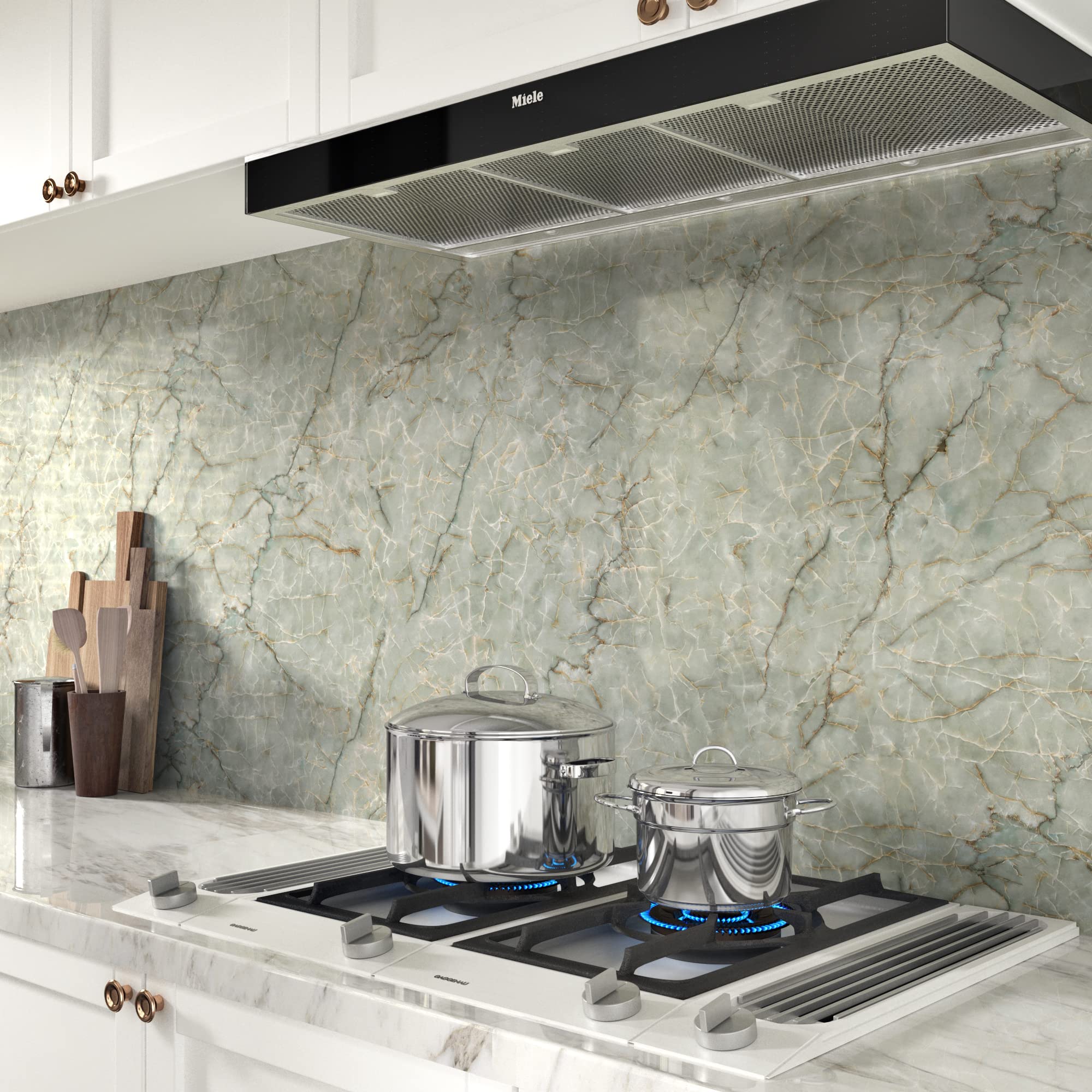 Green Marble Contact Paper for Countertops Waterproof Granite Marble Peel and Stick Wallpaper Decorative Contact Paper Vinyl for Kitchen Cabinets Green Marble Wall Paper for Backsplash 15.8" x 78.7"