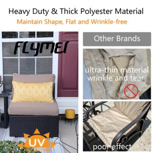 FLYMEI Patio Cushion Covers 24x22x4 Waterproof Outdoor Cushion Cover Replacement 4Packs Outdoor Seat Cushion Slipcover for Outdoor Rattan Chair Sofa, Taupe