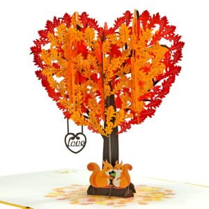 cutpopup anniversary card pop up, valentines day card, 3d greeting loved card (squirrel couple heart tree)